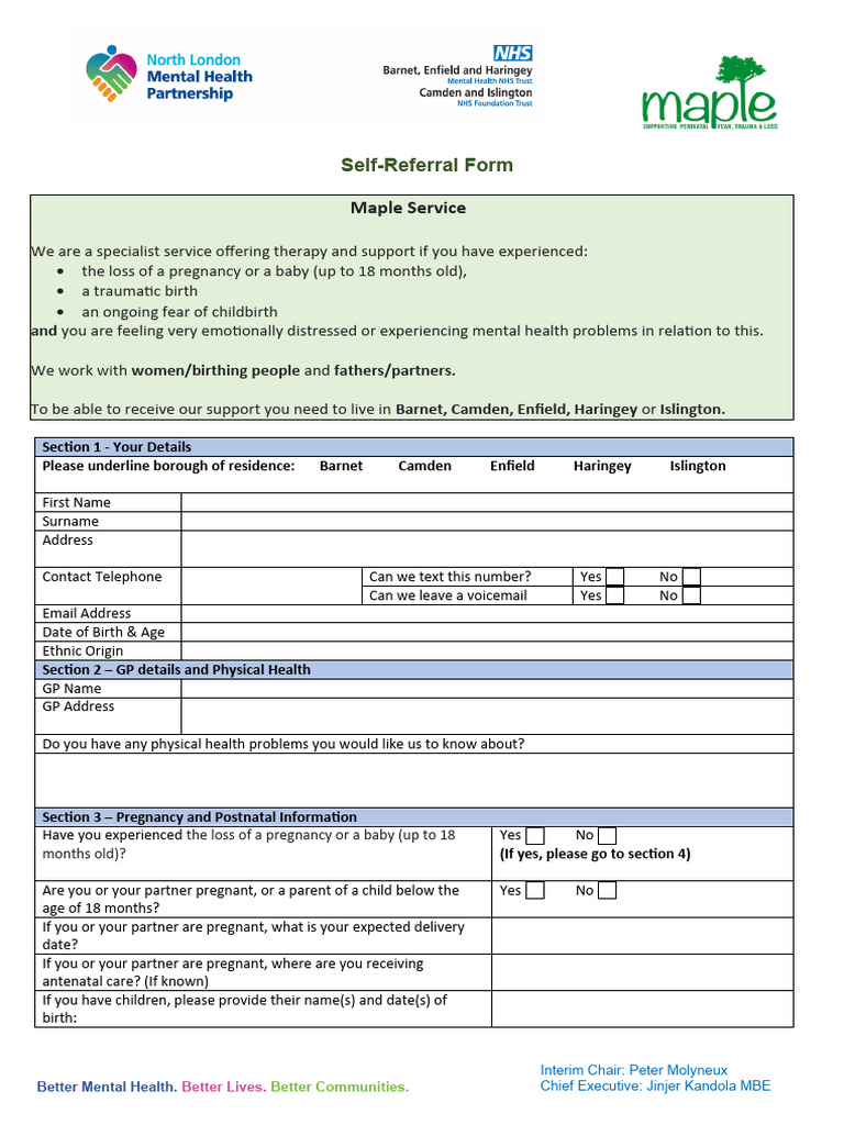 Maple Self Referral Form Oct2023 FV | Download Free PDF | Pregnancy | Childbirth