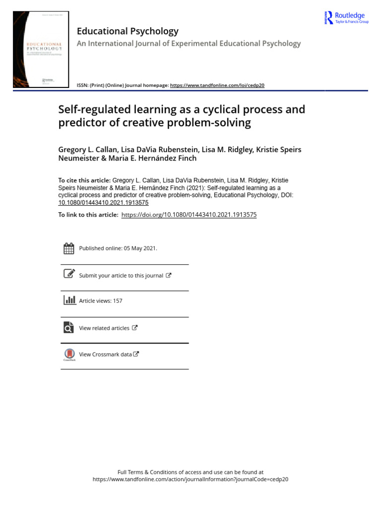 Gregory L. Callan (Self-Regulated Learning As A Cyclical Process and ...