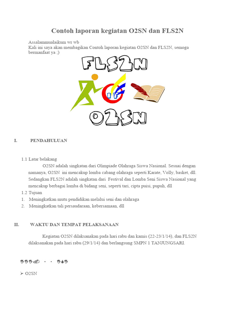 Contoh Laporan Kegiatan O2SN Dan FLS2N | PDF