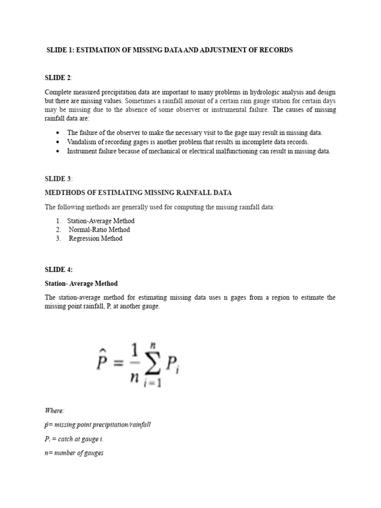 Estimation of Missing Rainfall Data | PDF | Precipitation | Regression ... Estimation of Missing Rainfall Data | PDF | Precipitation | Regression ...