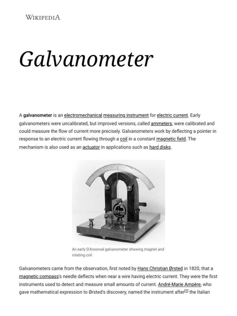 Galvanometer - Wikipedia | PDF | Electromagnetism | Equipment