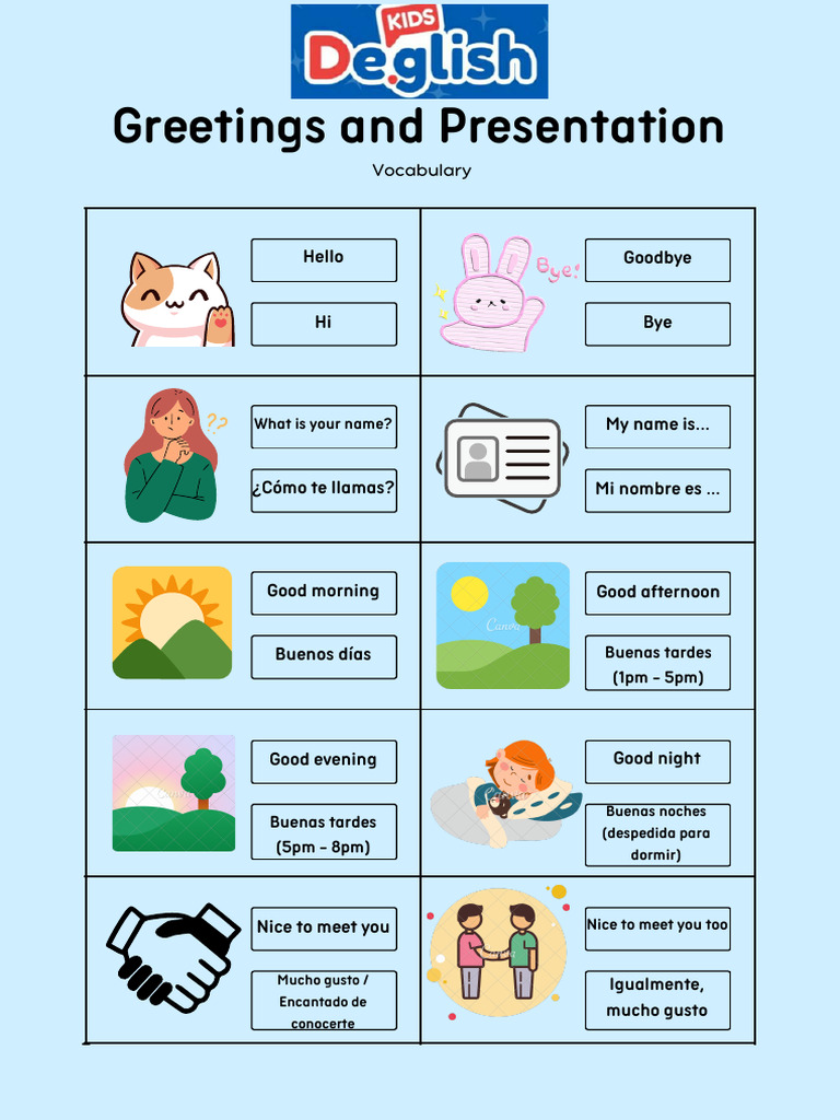 Greetings and Presentation | PDF | Artes del Lenguaje y Comunicación