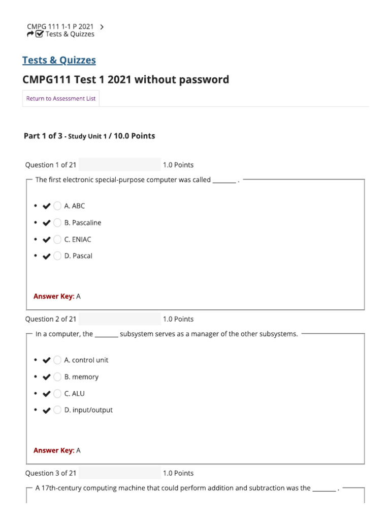 2021 Test 1 + MC Memo | PDF