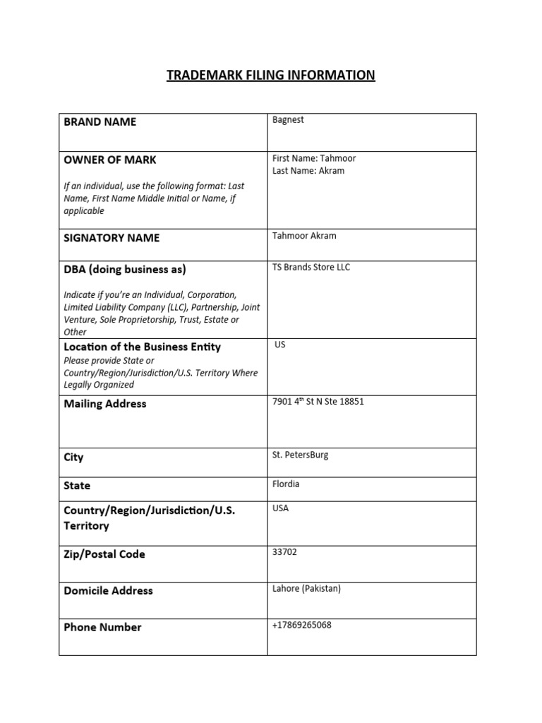 TRADEMARK Application Checklist | PDF | Backpack | Handbag