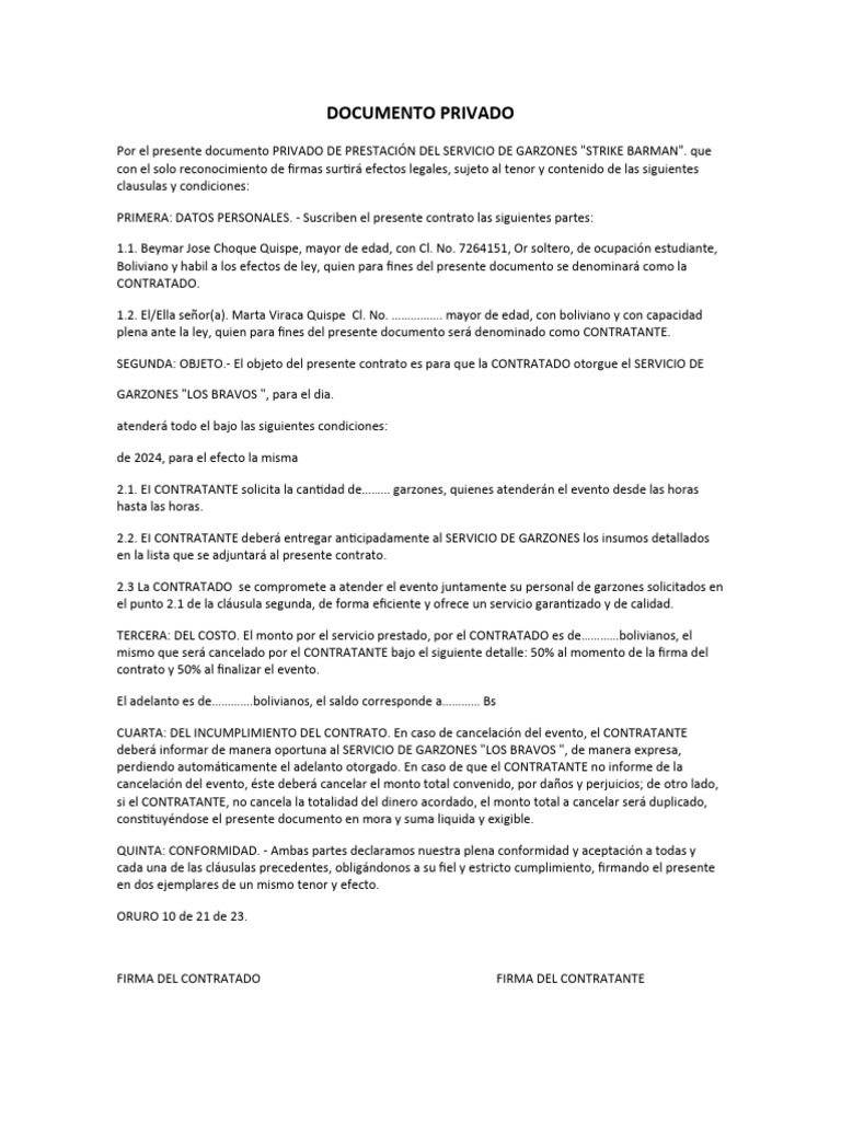 Documento Privado | PDF