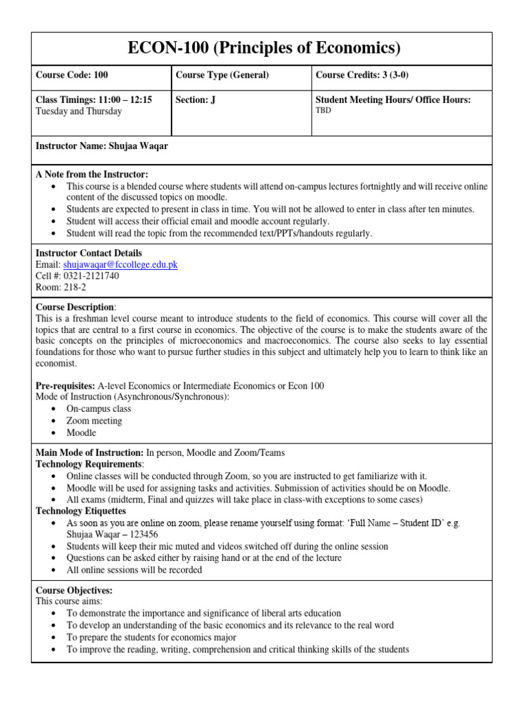 Principles of Economics Course Overview | PDF | Demand | Elasticity ...