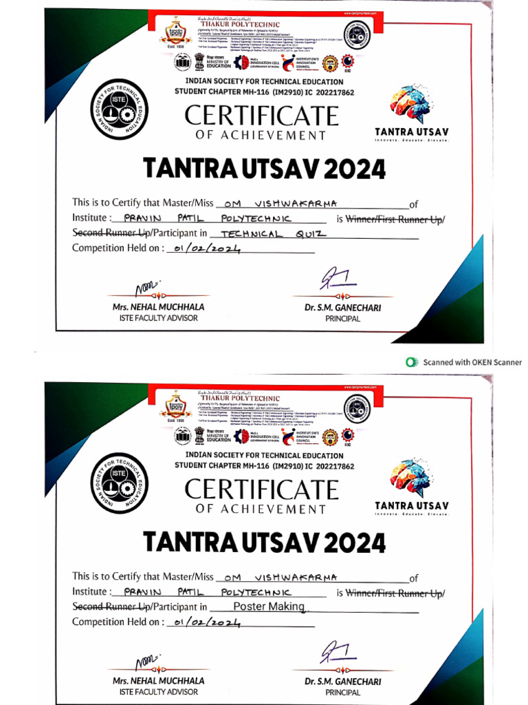 Tantra Certificate Poster Making | PDF