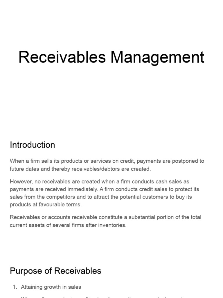 Receivables Management | PDF | Discounting | Credit
