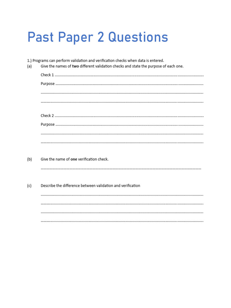 Past Paper 2 Questions | PDF | Data Type | Integer (Computer Science)