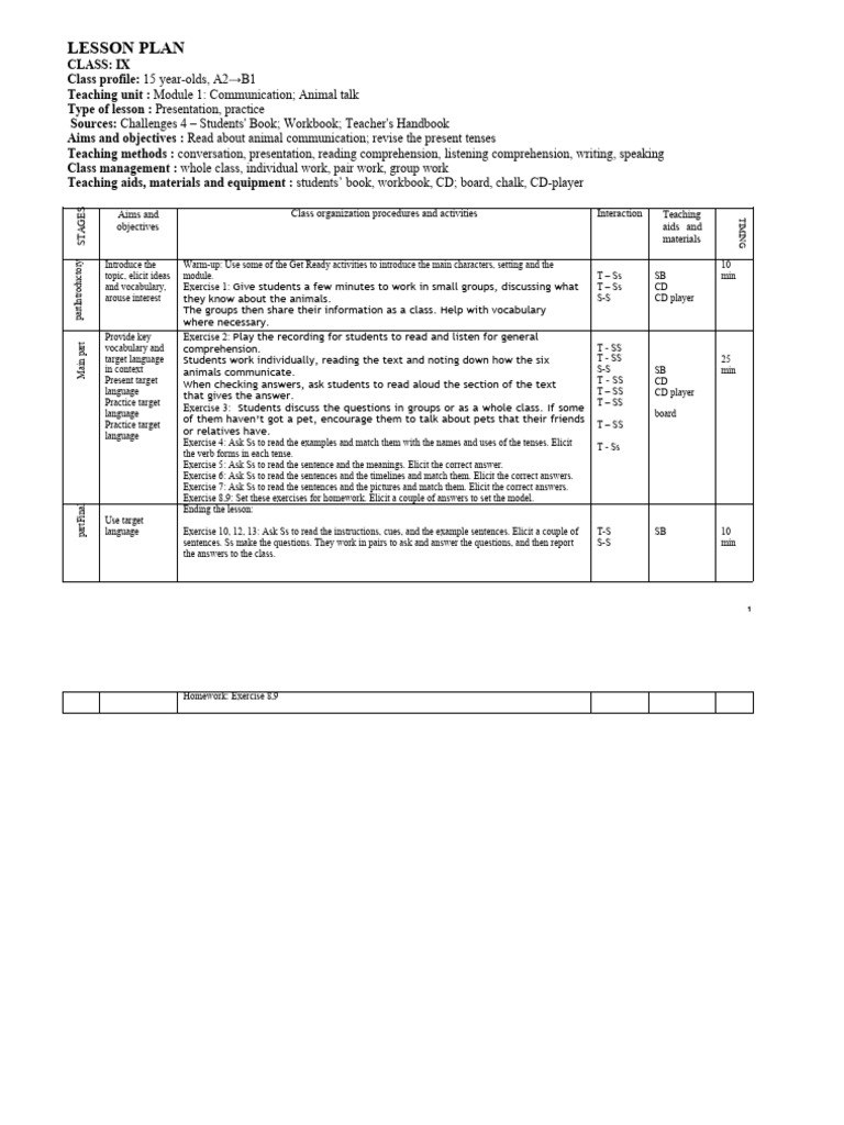 Animal Communication Lesson Plan | PDF | Reading Comprehension ...