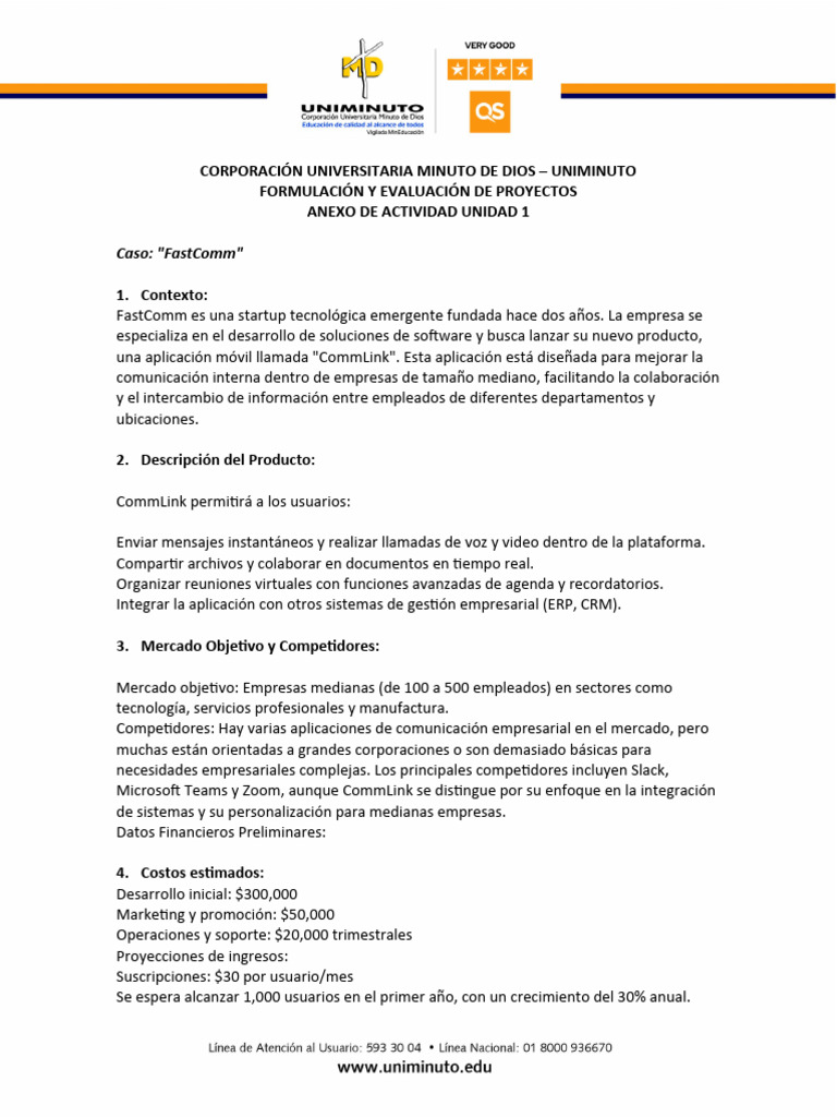 Uni1 - Anx - Cas - FastComm y El Producto CommLink | PDF | Empresa de ...