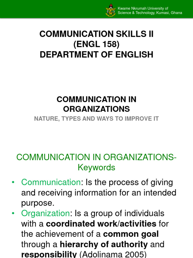 ENGL 158 - Organizational Communication | PDF