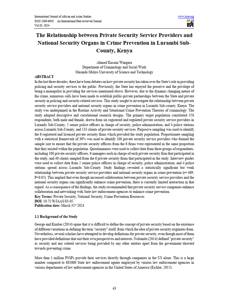 Private Security and National Security in Kenya | PDF | Crime ...