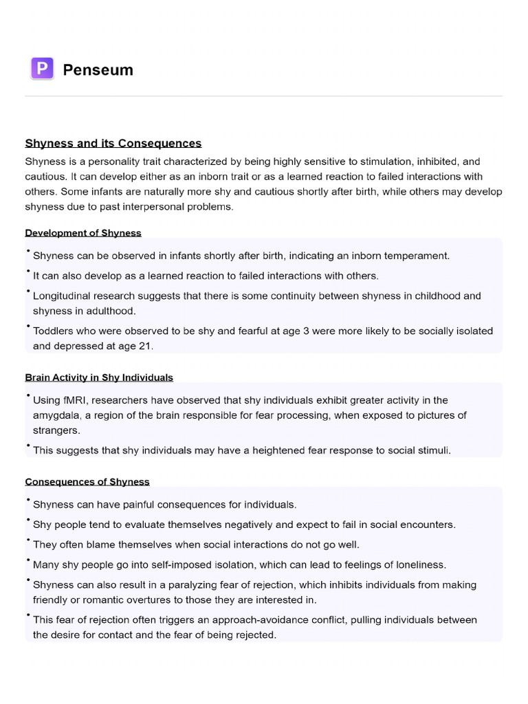 Shyness & Personality Development | PDF