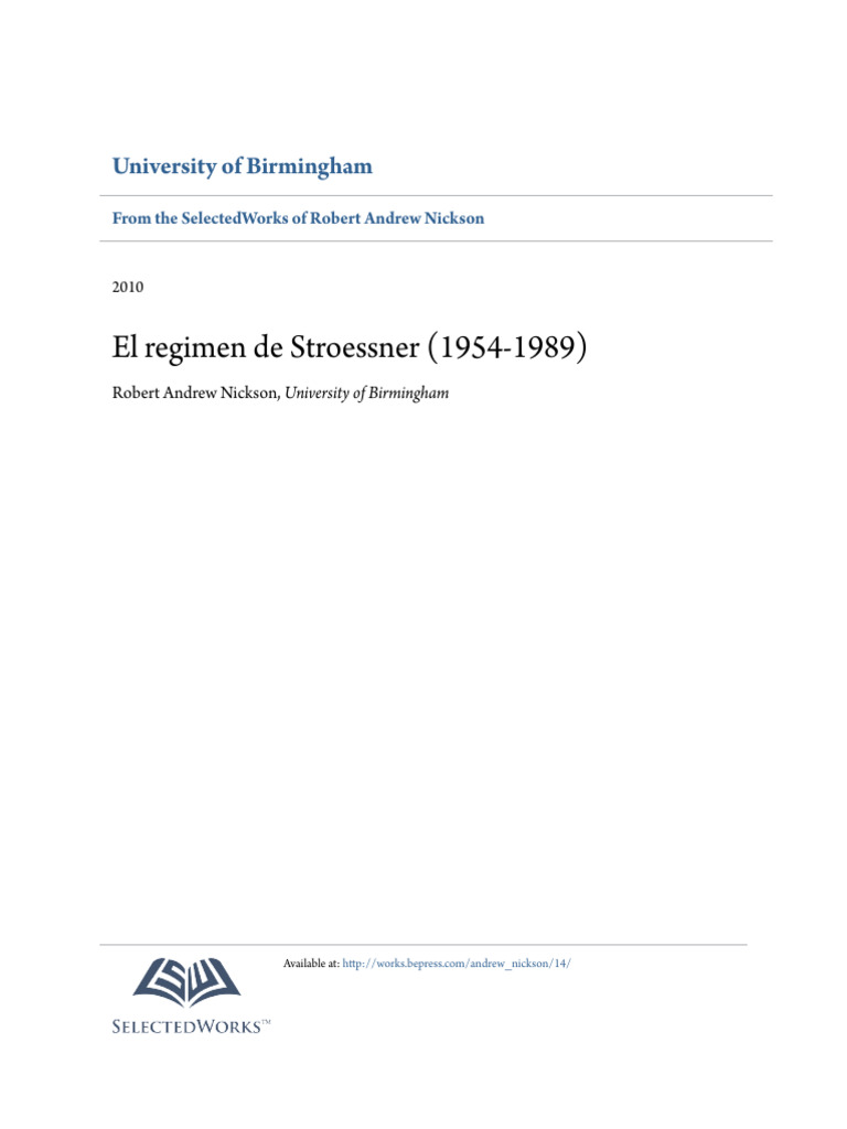 El Régimen de Stroessner en Paraguay | PDF | Ciencias Políticas | Gobierno