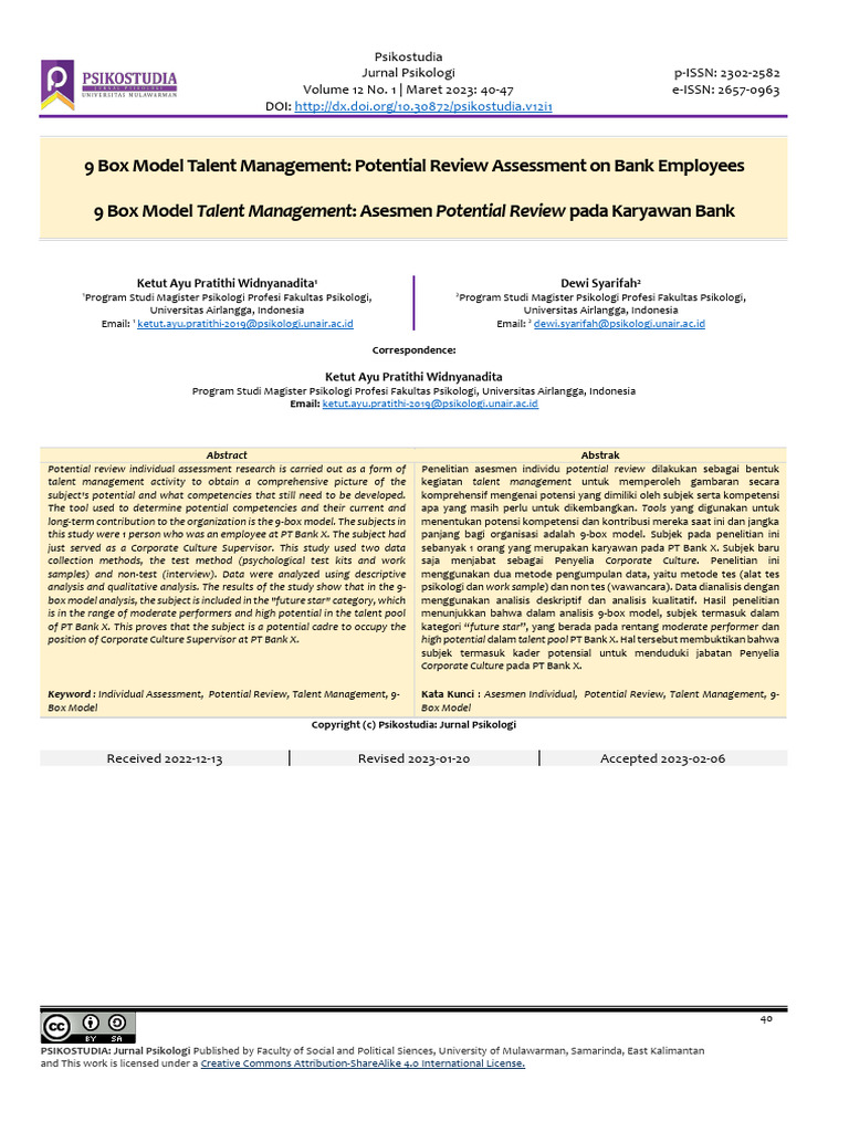 9 Box Model Talent Management Asesmen Potential Review Pada Karyawan Bank | PDF | Karier ...