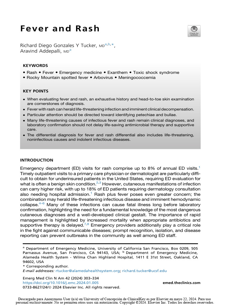 Fever and Rash | PDF | Causes Of Death | Medical Specialties