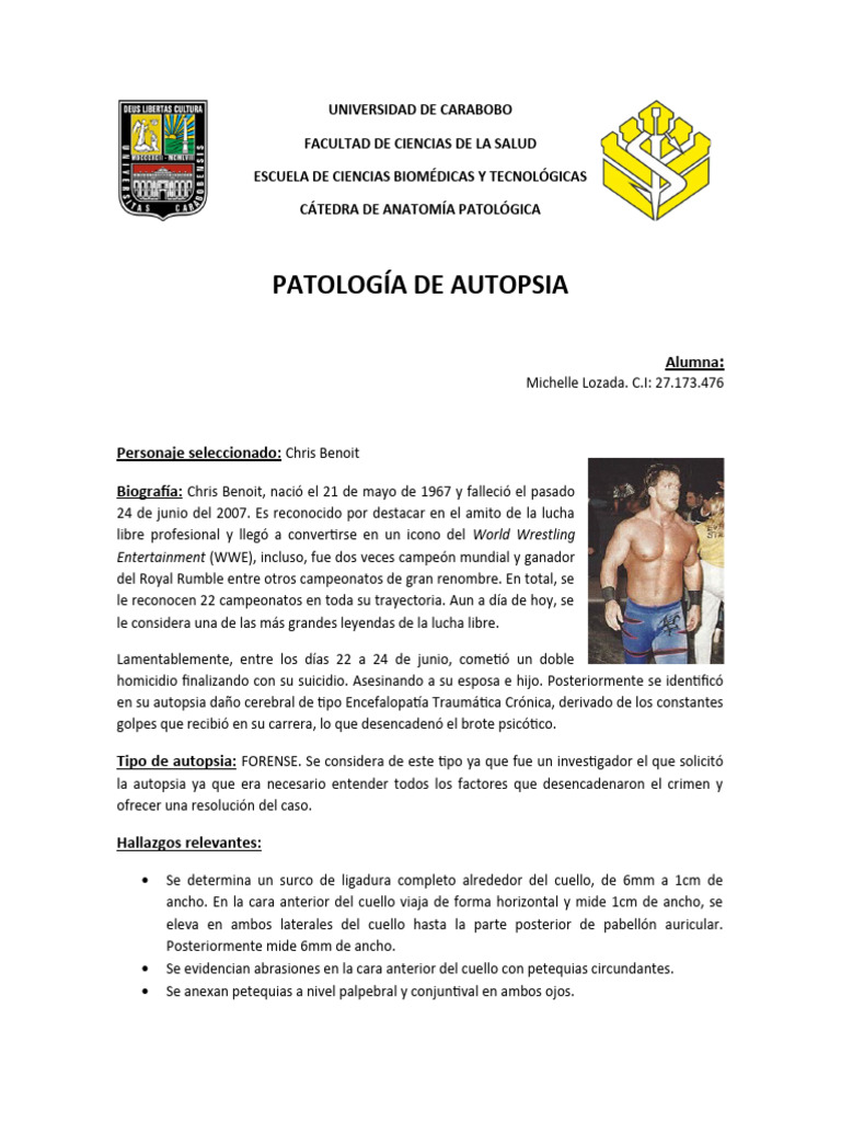 Informe Autopsia - 103046 | PDF | Medicina CLINICA | Especialidades Medicas