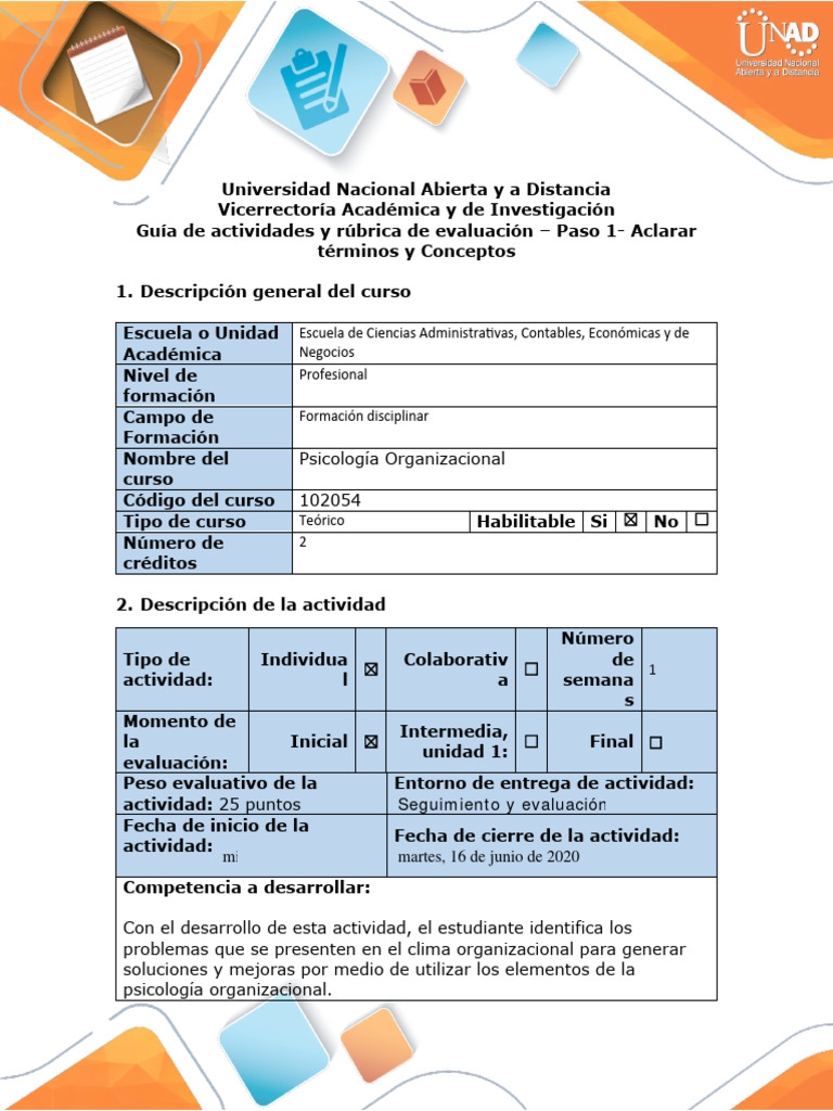 Guía de Actividades en Psicología Organizacional | PDF | Evaluación | Estilo apa