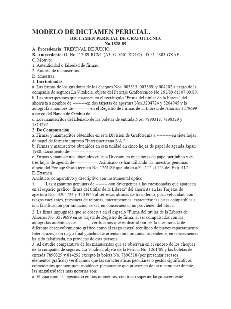29 Modelo de Dictamen Pericial | PDF