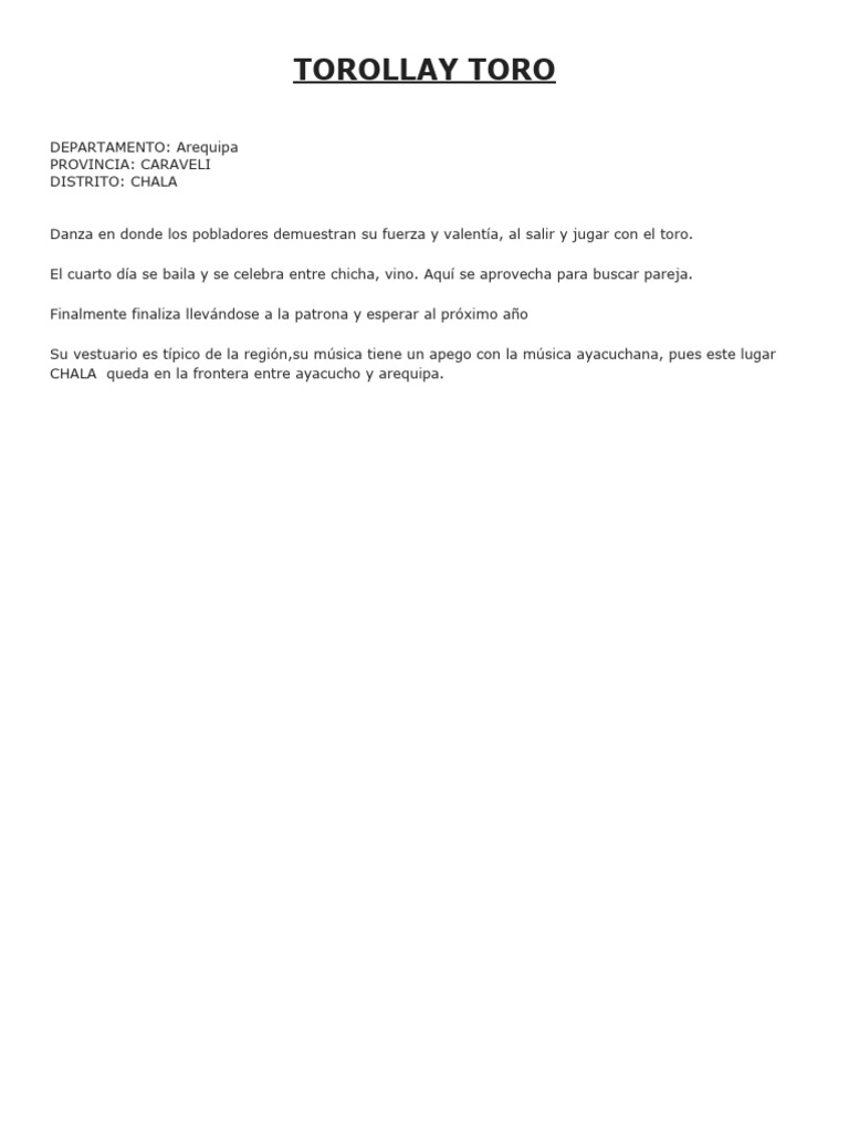 Torollay Toro | PDF