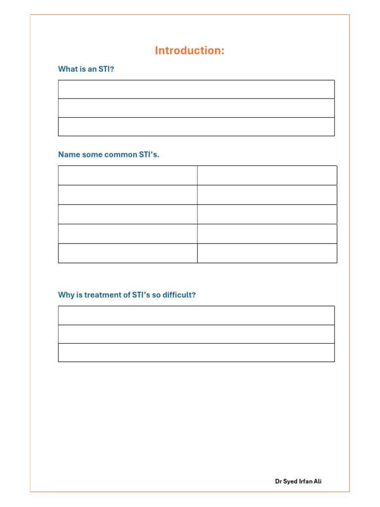 STI Worksheet | Download Free PDF | Medical Diagnosis | Diseases And Disorders