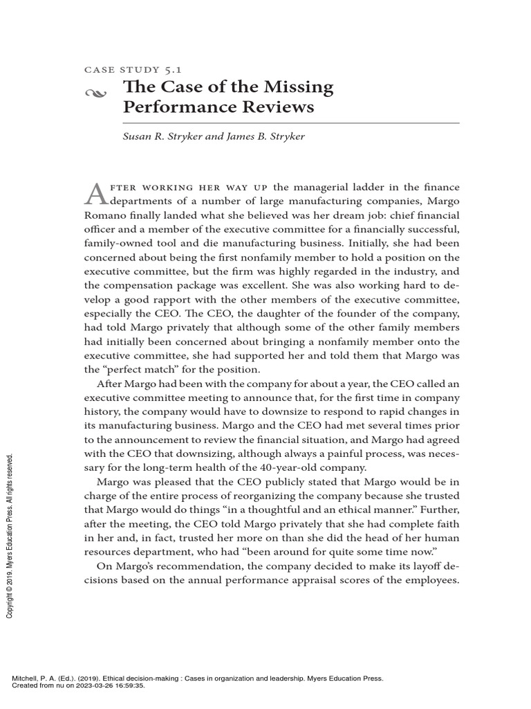 Case Study Ethical Decision-Making | PDF | Performance Appraisal | Business