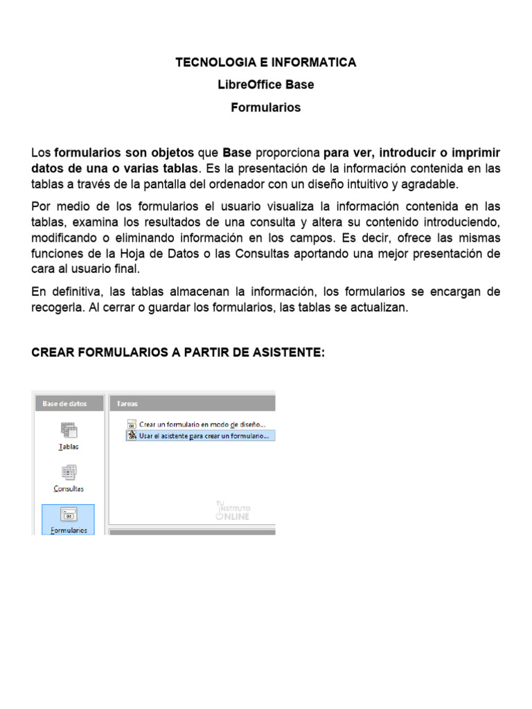 Ejercicio Formularios Base de Datos | PDF | Bases de datos | Informática
