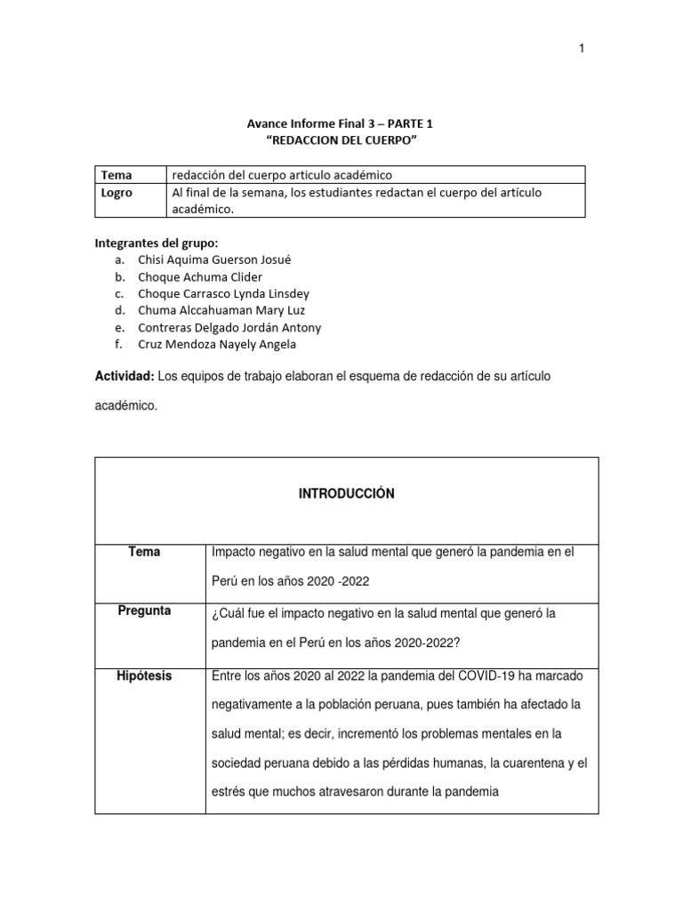 S14 - Formato Tarea Académica 3 - Parte 1 | Descargar gratis PDF | Trastorno depresivo mayor ...