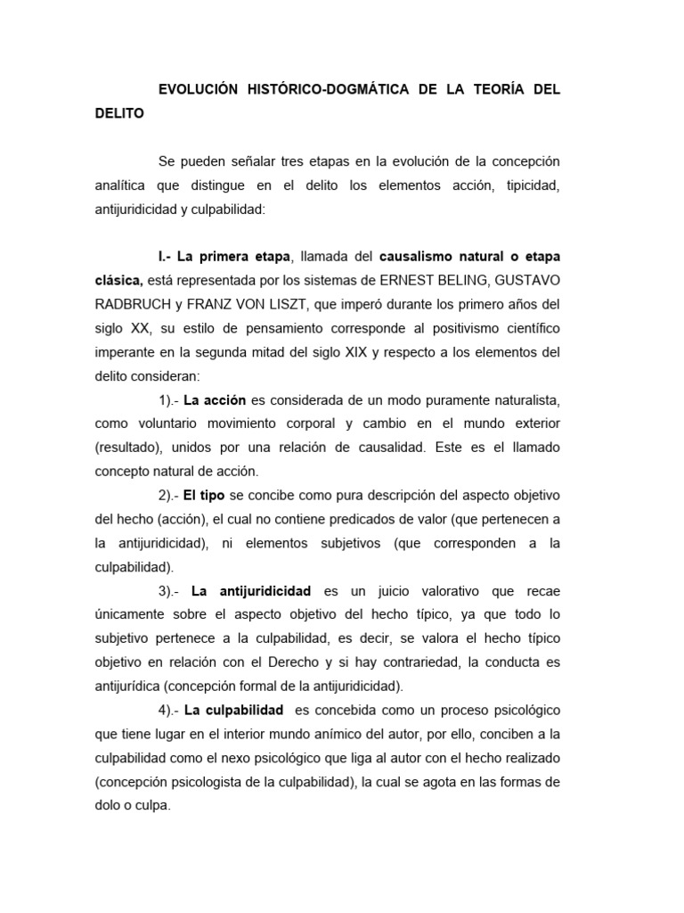 EVOLUCIÓN HISTÓRICO-DOGMÁTICA DE LA TEORÍA DEL DELITO | PDF | Derecho ... EVOLUCIÓN HISTÓRICO-DOGMÁTICA DE LA TEORÍA DEL DELITO | PDF | Derecho ...