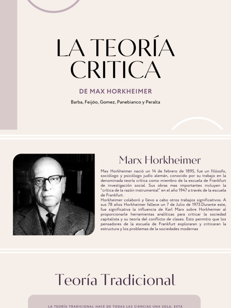 La Teoria Critica de Max Horkheimer | PDF | Teoría | Escuela de Frankfurt