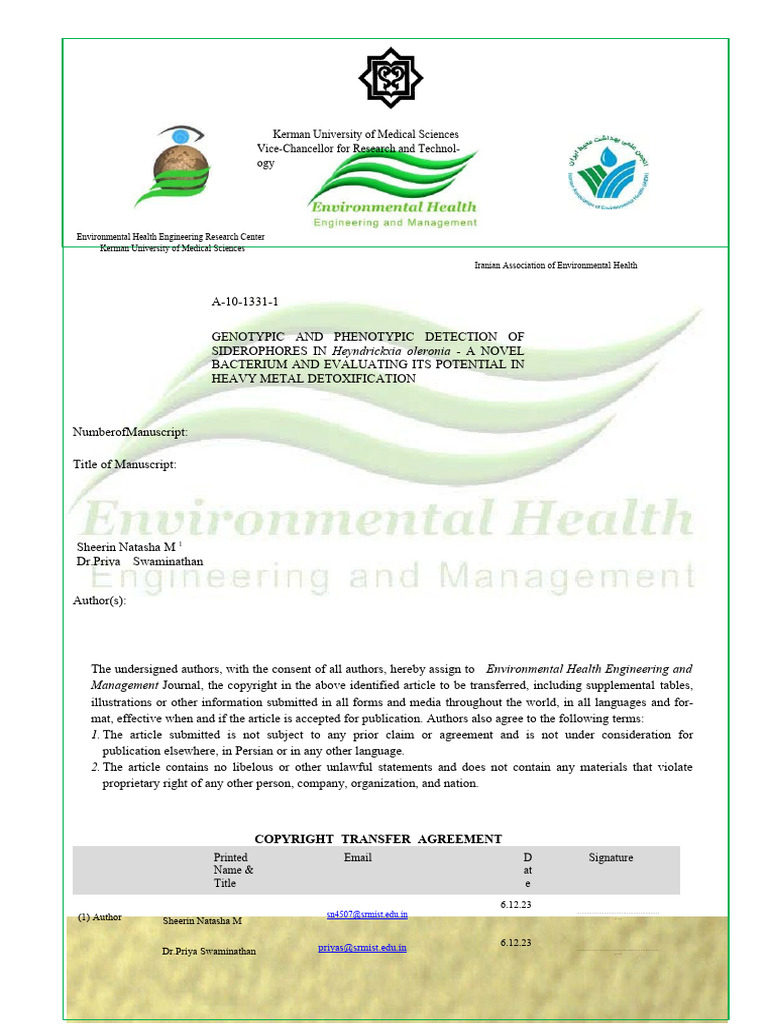 Copyright Transfer Agreement Final | PDF
