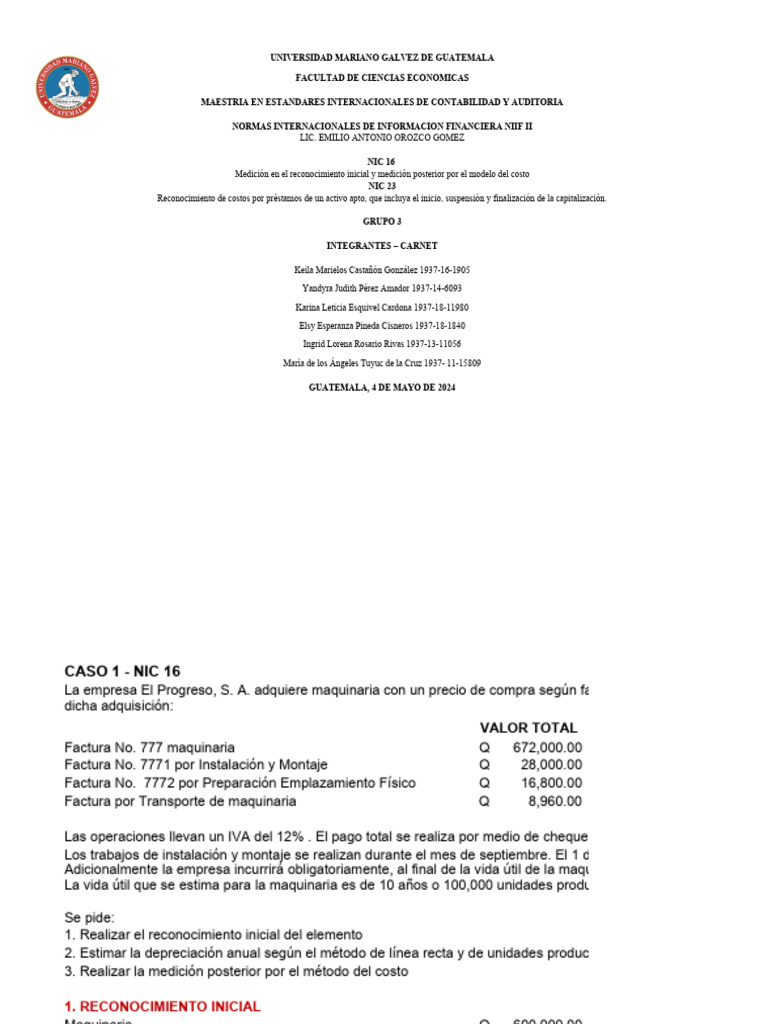 Grupo 3 Nic 16 y Nic 23 | PDF | Depreciación | normas internacionales ...