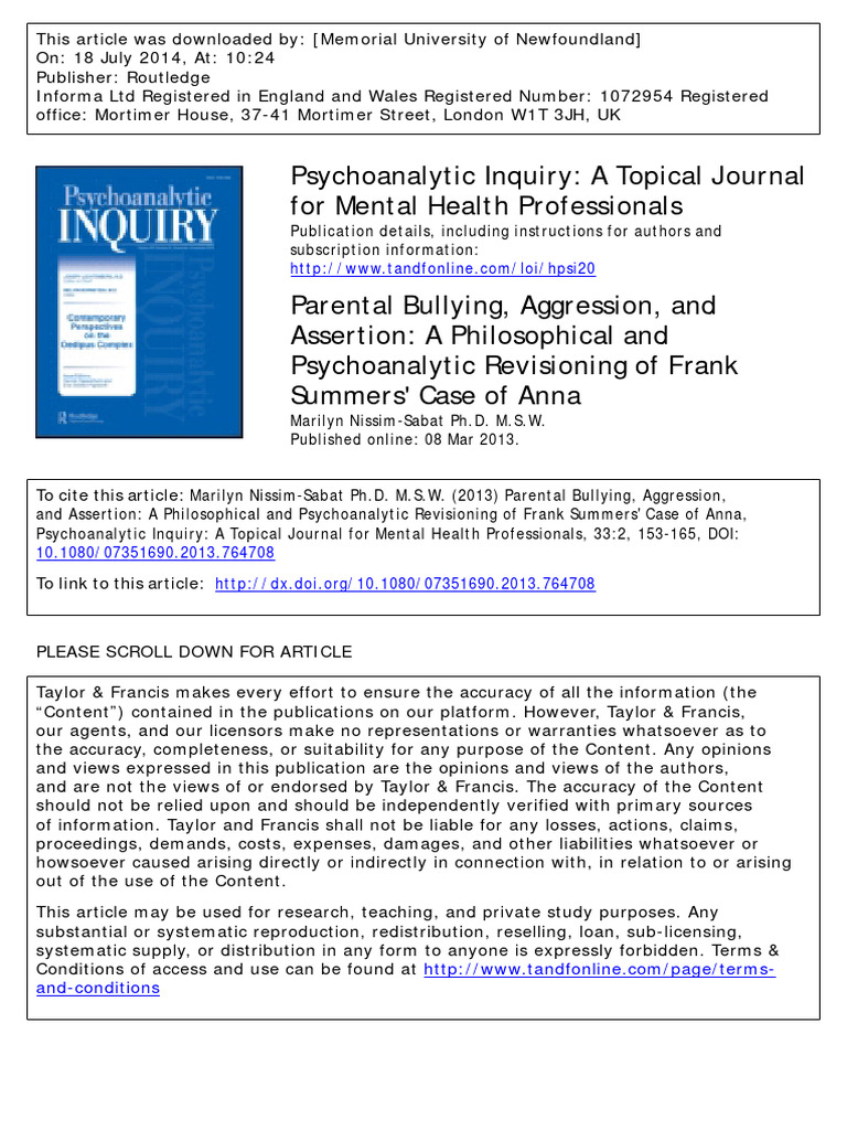 Parental Bullying, Agression and Assertion - Nissim Sabat | PDF ...