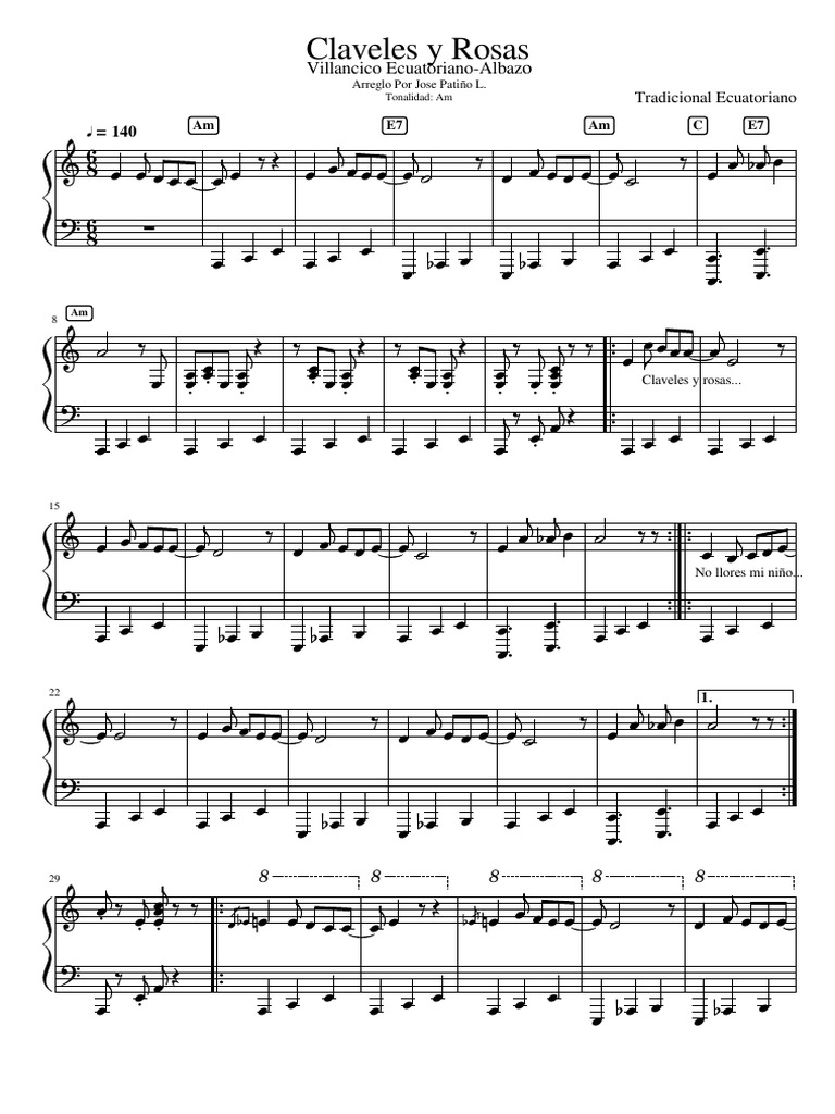 Letra de Claveles y Rosas | PDF