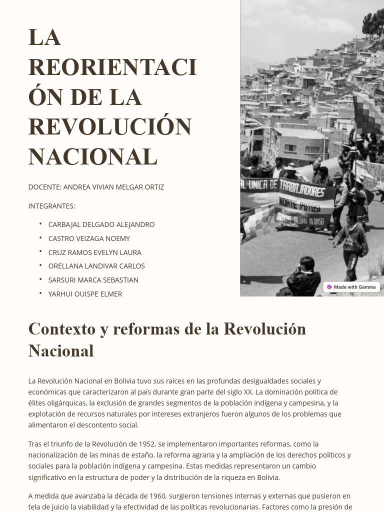 La Reorientacion de La Revolucion Nacional | PDF | Agricultura | Bolivia