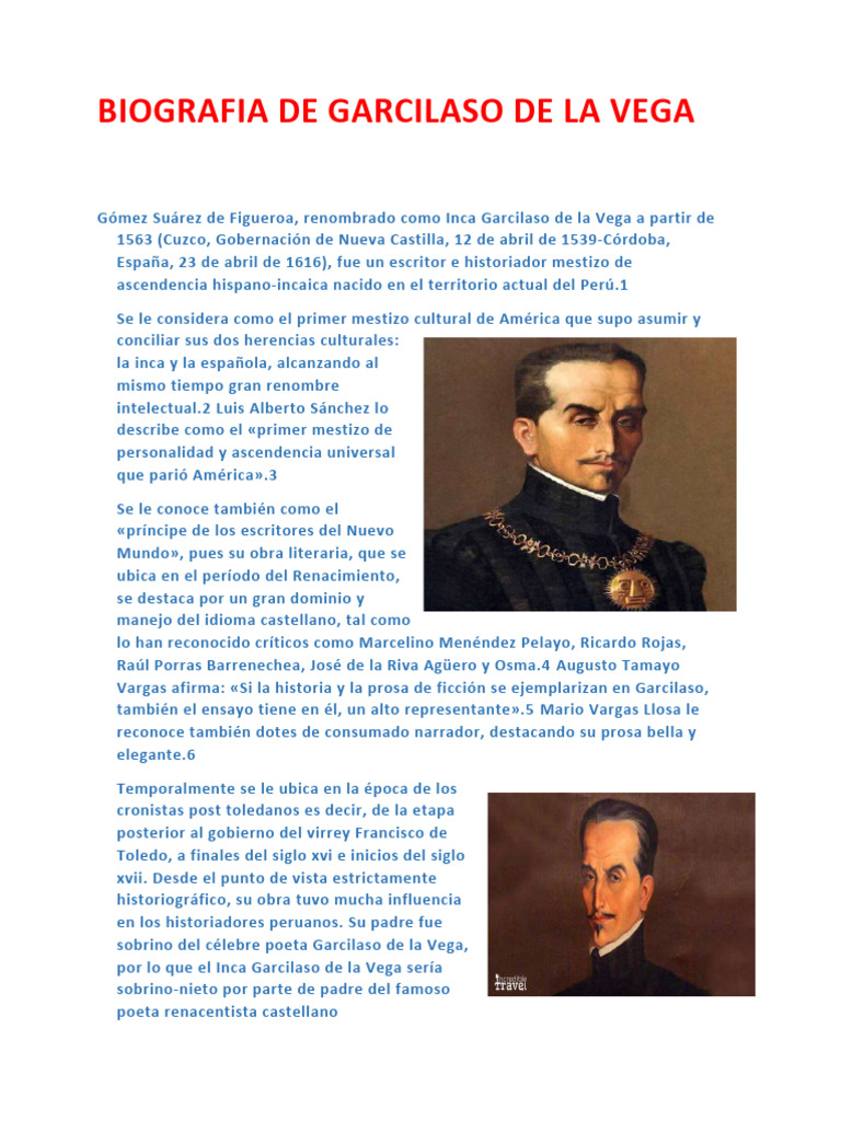 Biografia de Garcilaso de La Vega | PDF | Perú
