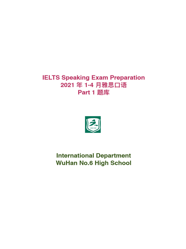 IELTS Speaking Exam Preparation 2021 Part 1 | PDF | Text Messaging
