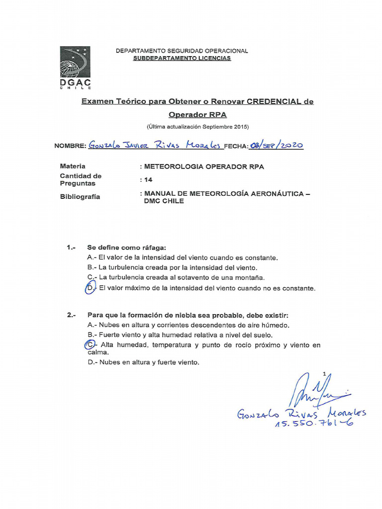 Examen Meteorologia Operador RPA V2 | PDF