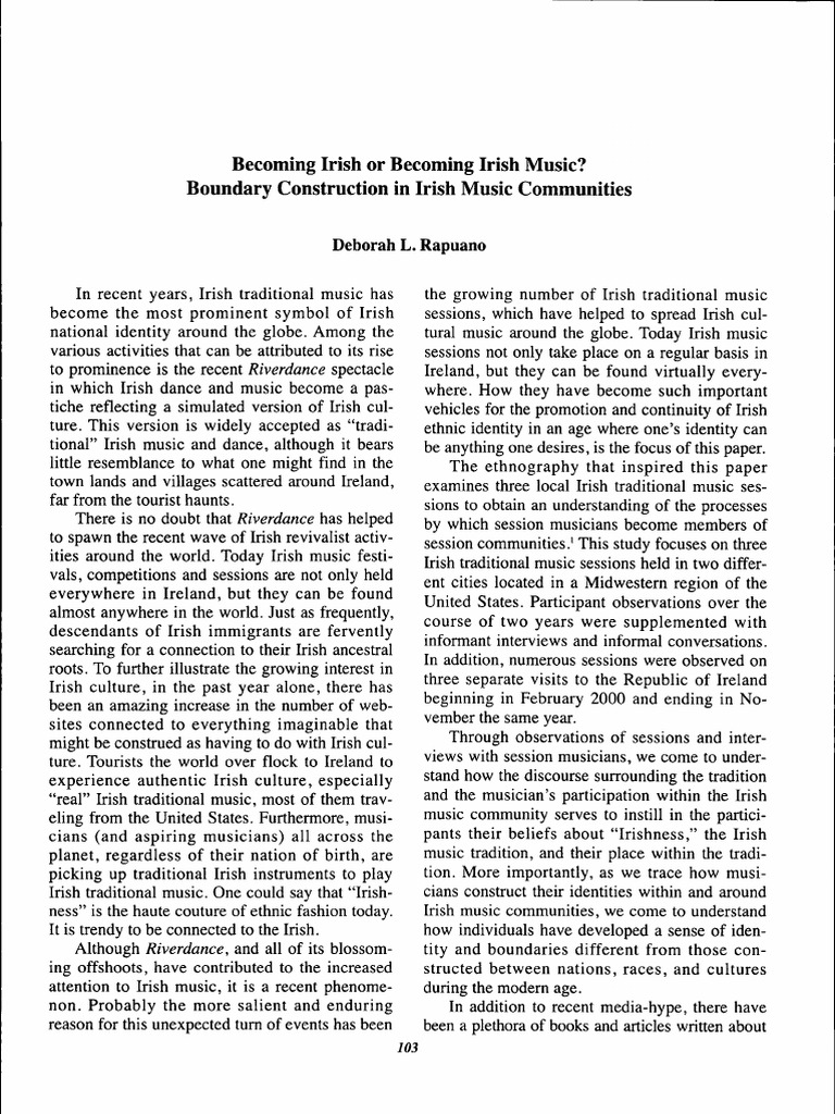 Irish Music Sessions and Identity Boundaries | PDF | Identity (Social ...
