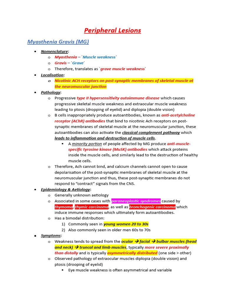 (DONE) Peripheral Lesions | Download Free PDF | Neuromuscular Junction ...
