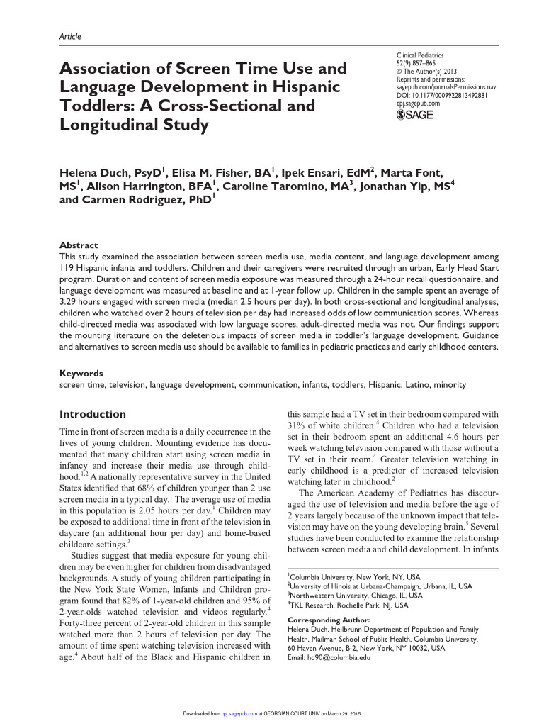 Screen Time's Impact on Hispanic Toddlers | PDF | Logistic Regression ...