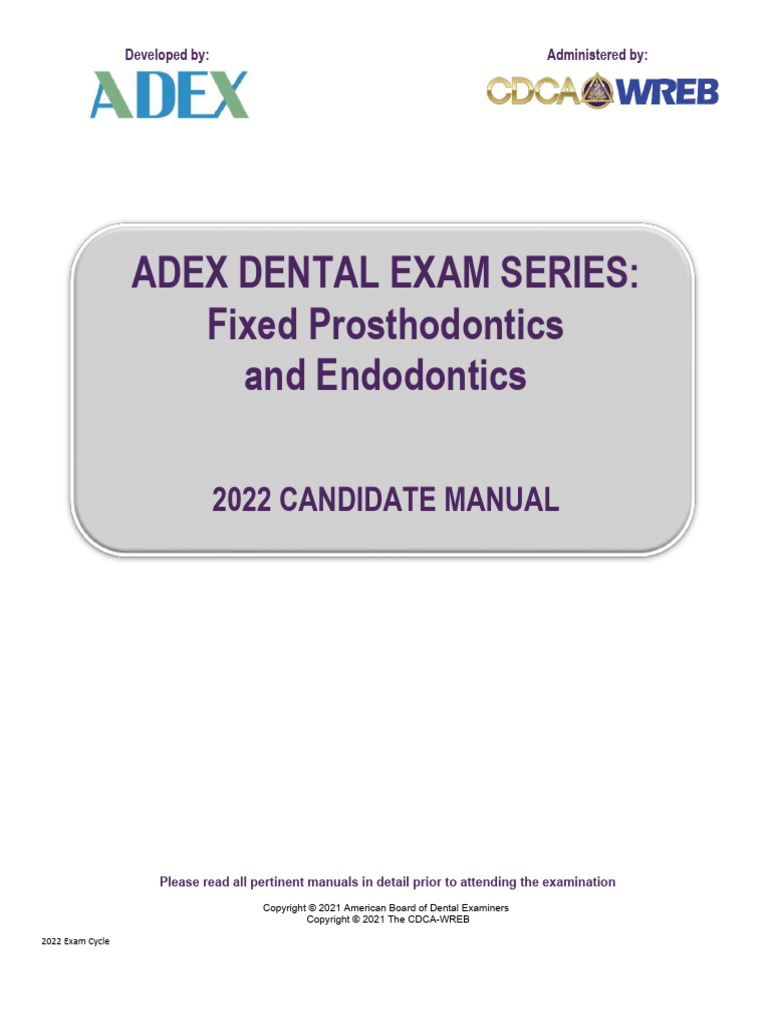 2022 CDCA WREB Endo Pros Manual | Download Free PDF | Tooth | Mouth