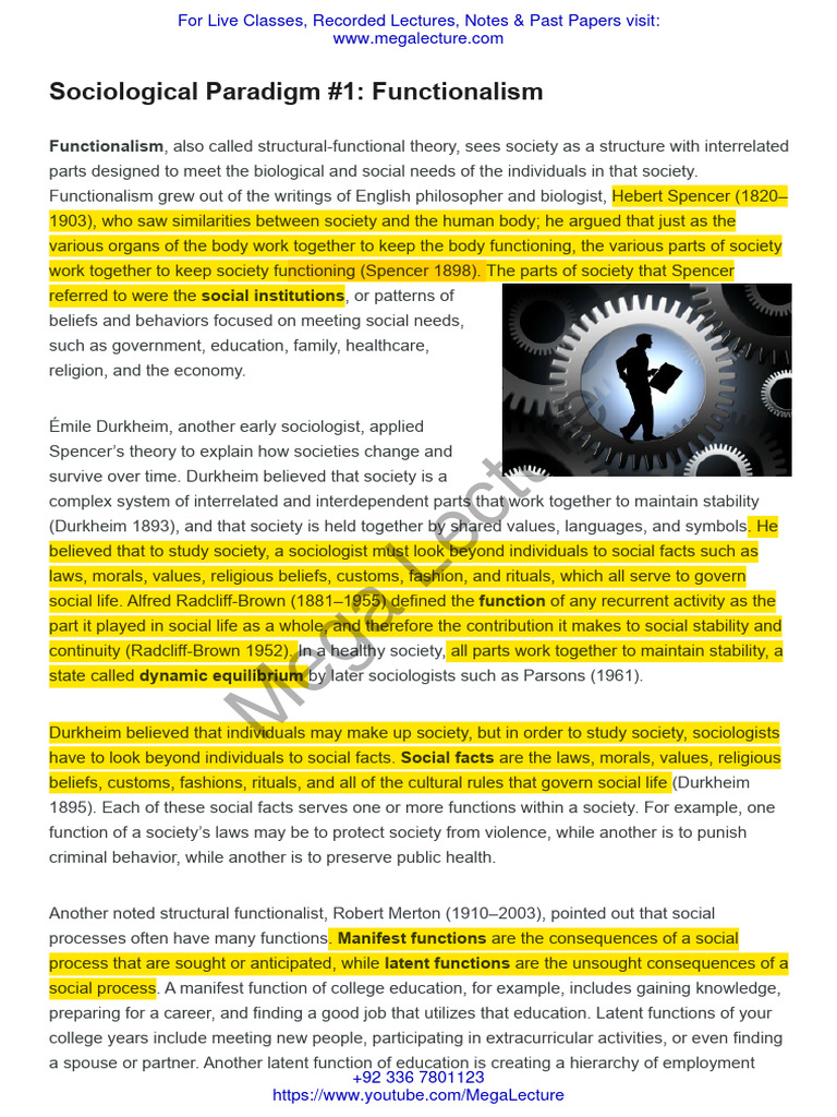 Reading - Structural Functional Theory - Sociology | PDF | Sociology ...