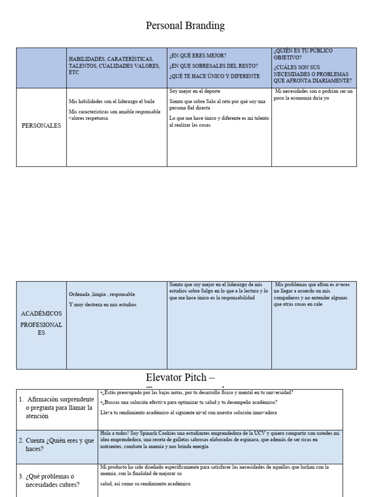 Cuadros para Guión de Marca Personal | PDF