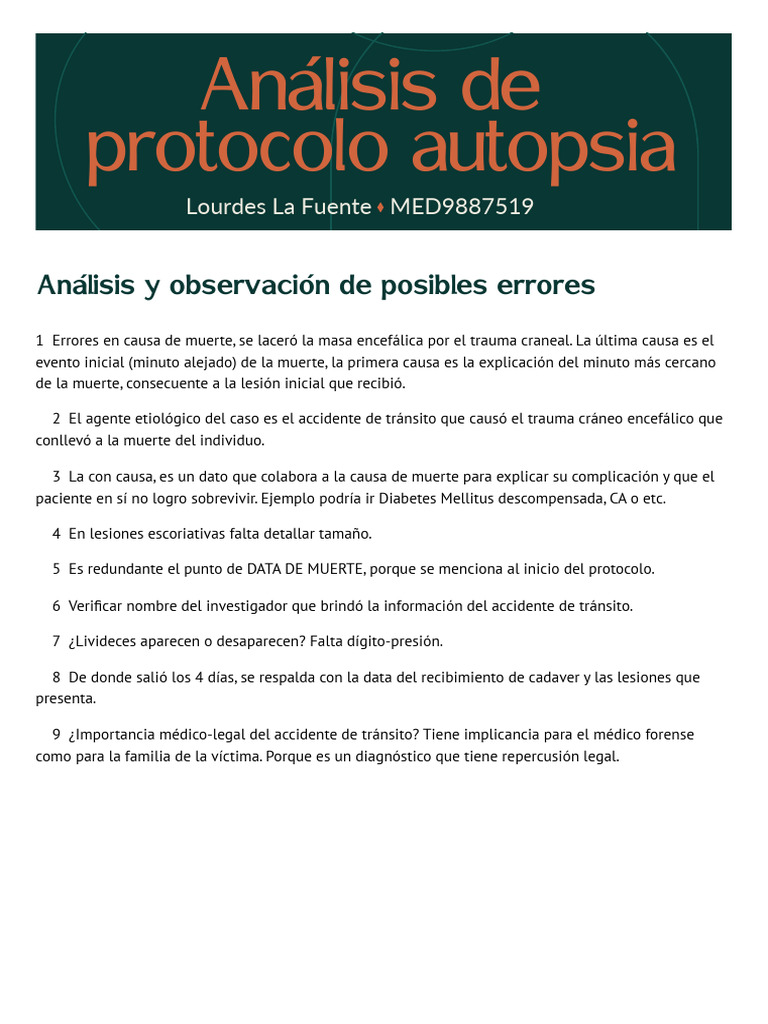 Análisis de Protocolo Autopsia | PDF
