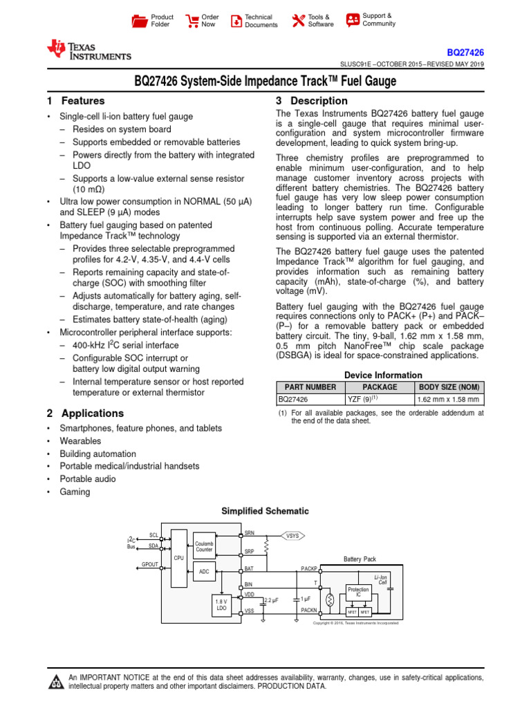 BQ 27426 | PDF | Electrostatic Discharge | Manufactured Goods