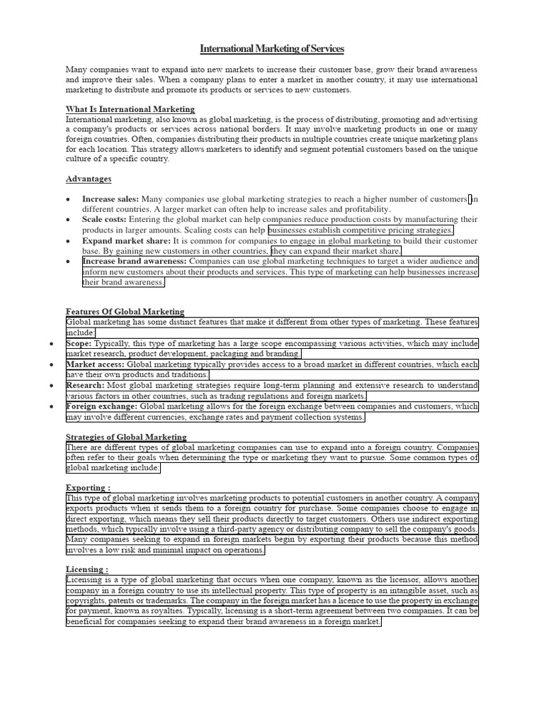 International Marketing of Services Explained | PDF | Marketing | License