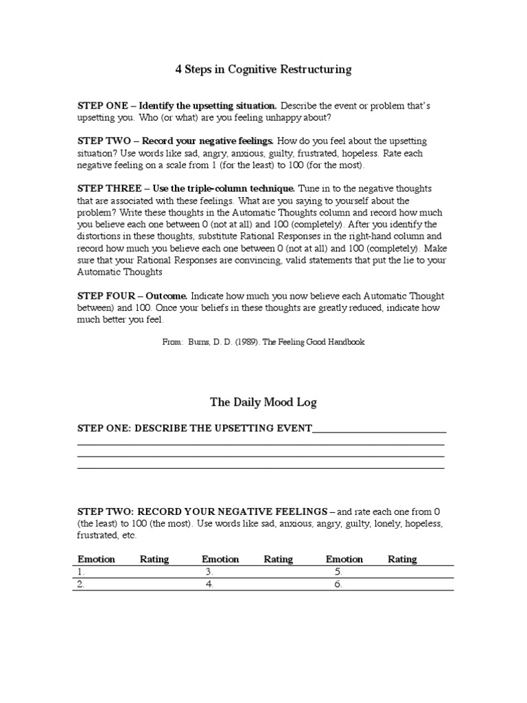 4 Steps Cognitive Restructuring | PDF | Neuropsychological Assessment | Epistemology