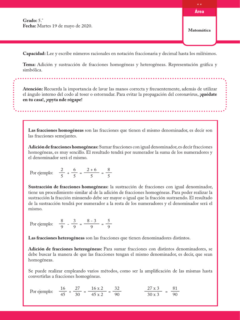 Matemática 5° Grado | PDF | Sustracción | Matemática Elemental